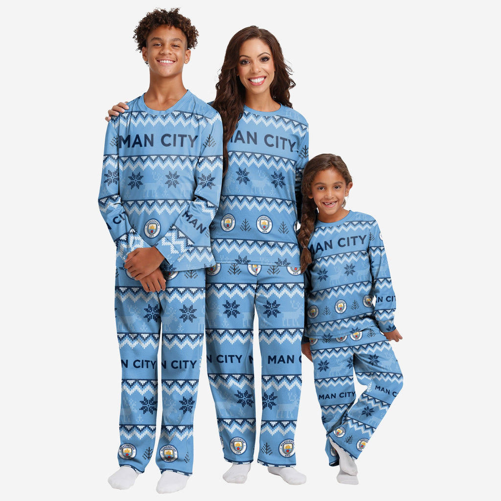 Manchester City FC Youth Ugly Pattern Family Holiday Pyjamas FOCO | UK