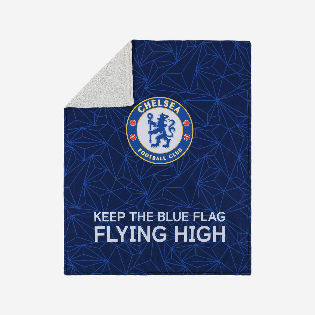 Chelsea FC Slogan Sherpa Plush Throw Blanket FOCO | UK
