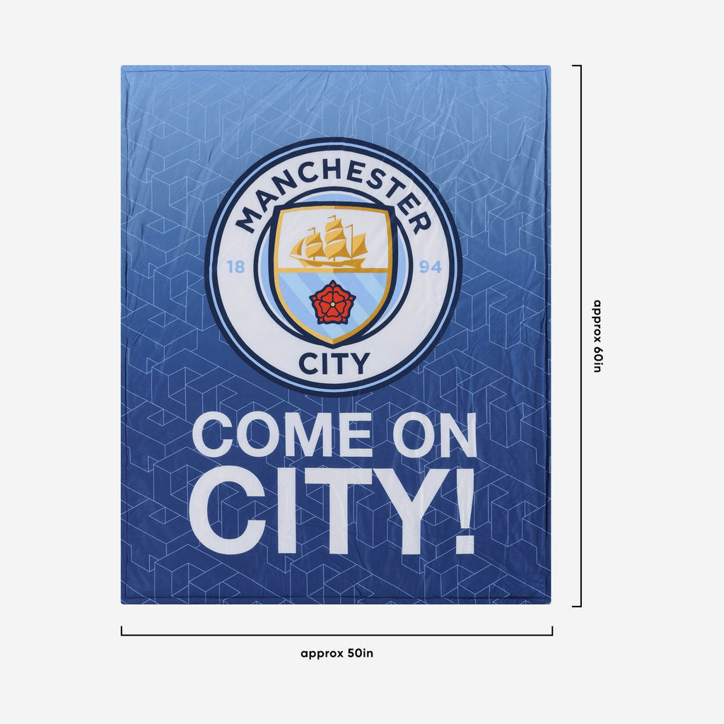 Manchester City FC Slogan Sherpa Plush Throw Blanket FOCO | UK
