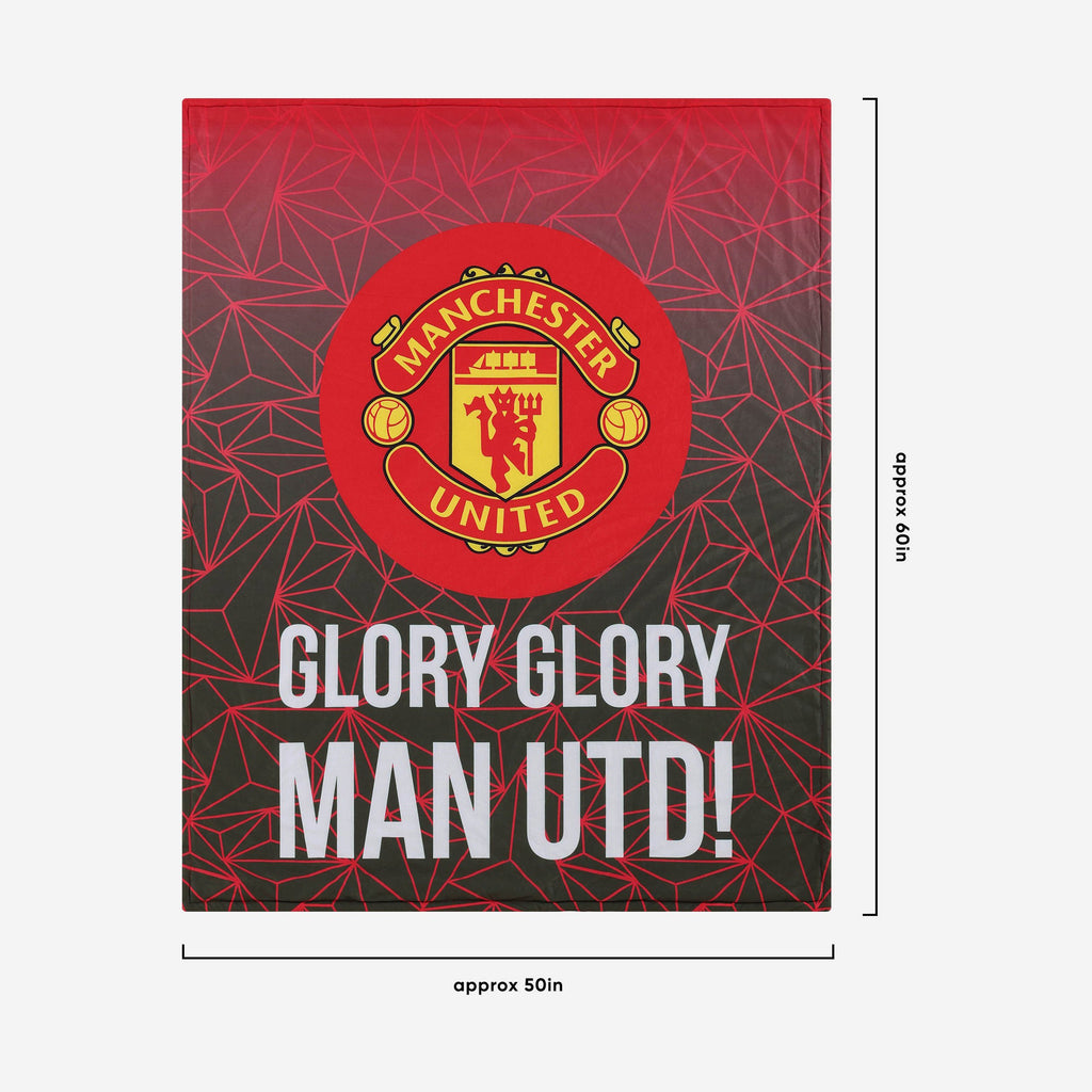 Manchester United FC Slogan Sherpa Plush Throw Blanket FOCO | UK