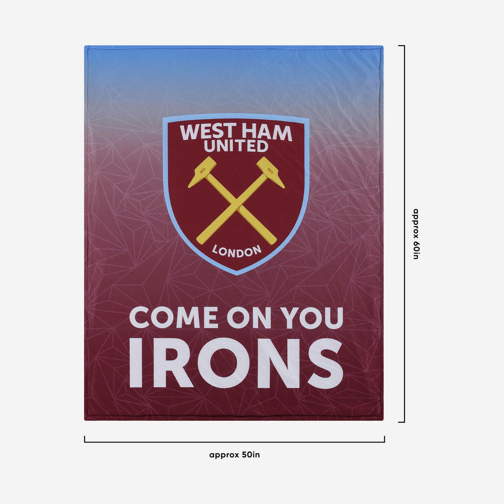 West Ham United FC Slogan Sherpa Plush Throw Blanket FOCO | UK