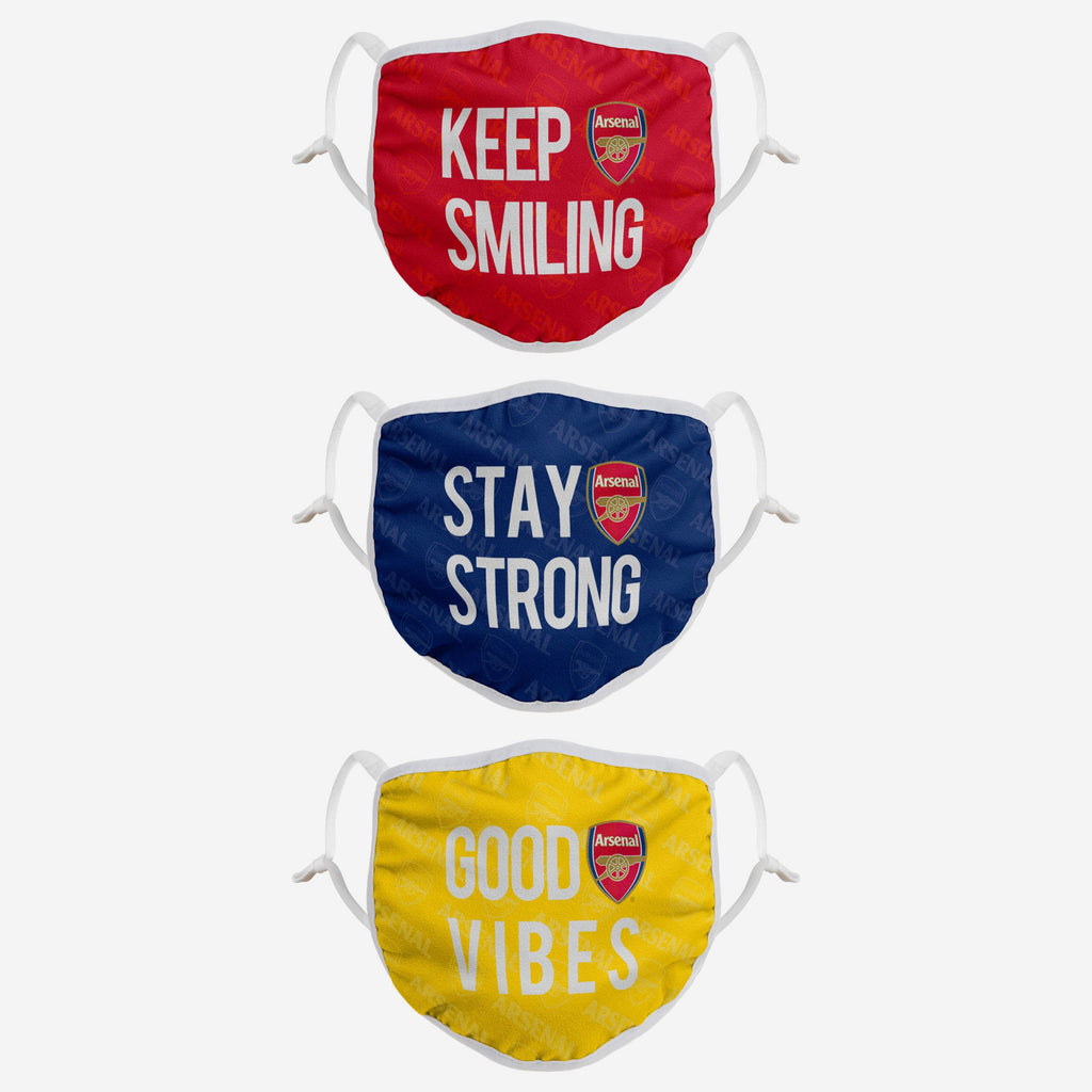 Arsenal FC Positive Slogan 3 Pack Face Cover FOCO | UK