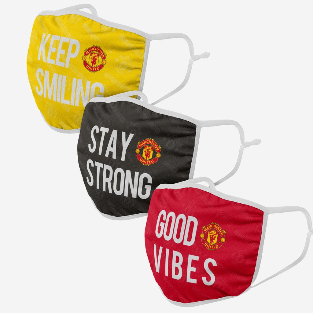 Manchester United FC Positive Slogan 3 Pack Face Cover FOCO | UK